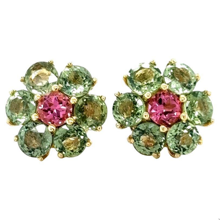 Diamond Gemstone Gold Stud Earrings | Roshe Jewels